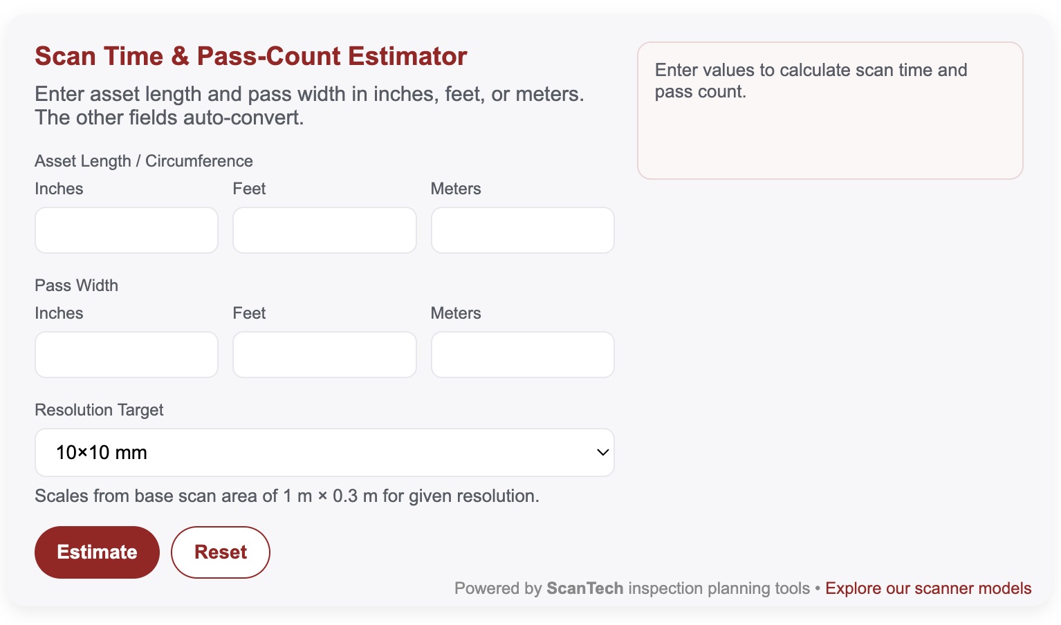 Scan Time & Pass Count Calculator | ScanTech